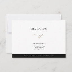 Gold Calligraphy Modern Calligraphy Reception Card | Zazzle