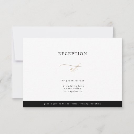 Gold Calligraphy Modern Calligraphy Reception Card | Zazzle