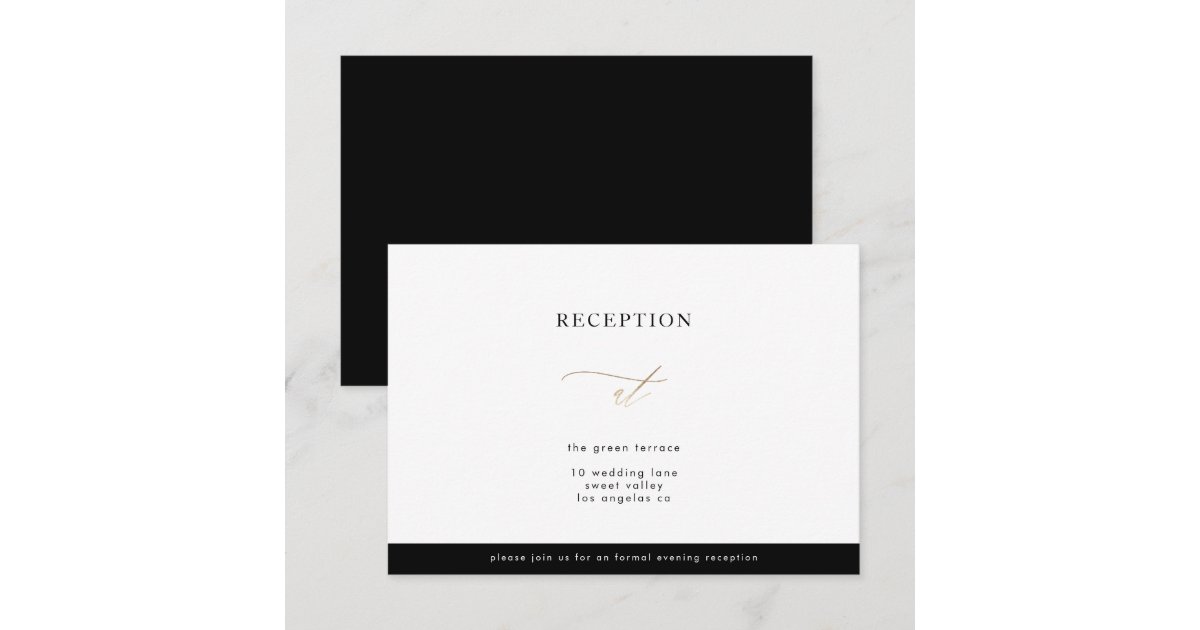 Gold Calligraphy Modern Calligraphy Reception Card | Zazzle