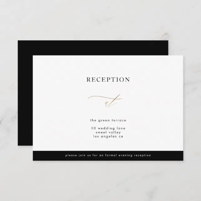 Gold Calligraphy Modern Calligraphy Reception Card | Zazzle