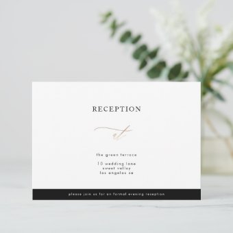 Gold Calligraphy Modern Calligraphy Reception Card | Zazzle