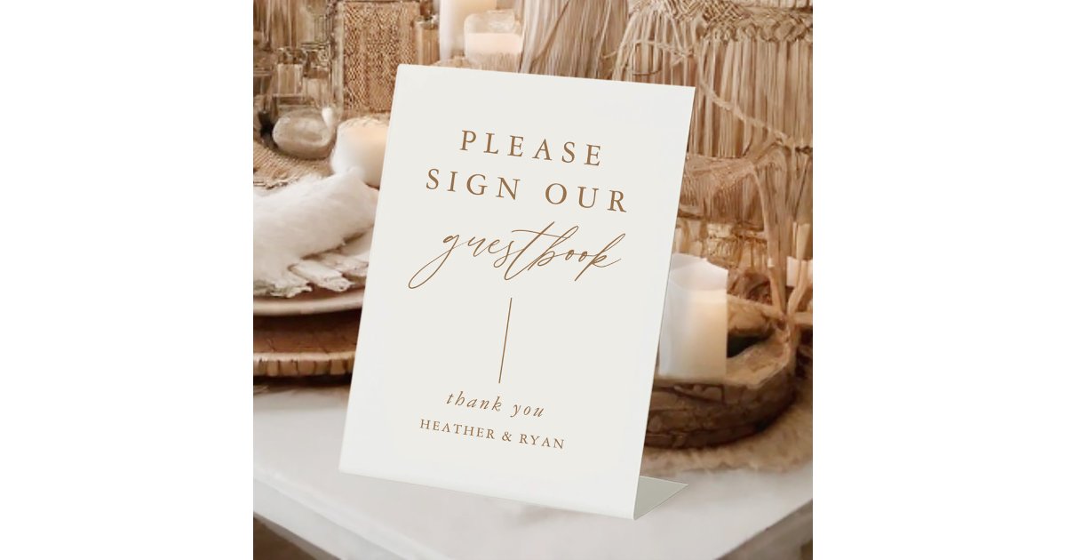 Gold Calligraphy Please Sign Our Guestbook Sign | Zazzle