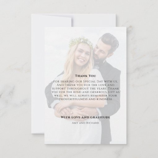 Gold Calligraphy Script Love and Gratitude Photo Thank You Card | Zazzle