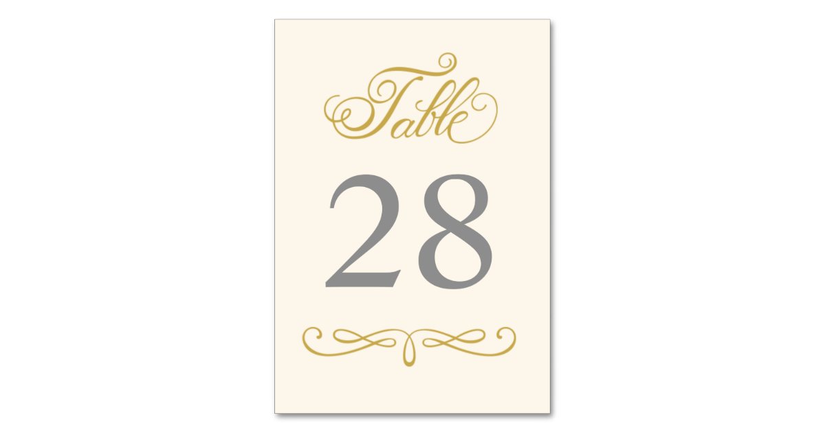 Gold Calligraphy Table Number | Editable Color | Zazzle