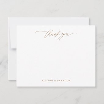 Gold Calligraphy Thank You Personalized Stationery Note Card | Zazzle