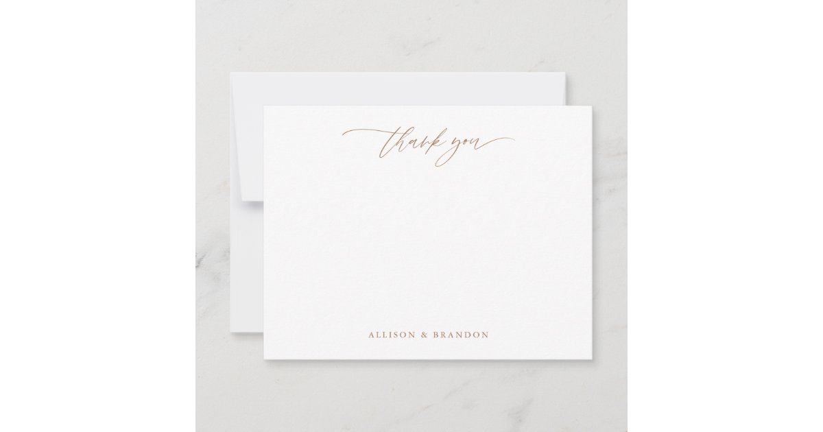 Gold Calligraphy Thank You Personalized Stationery Note Card | Zazzle