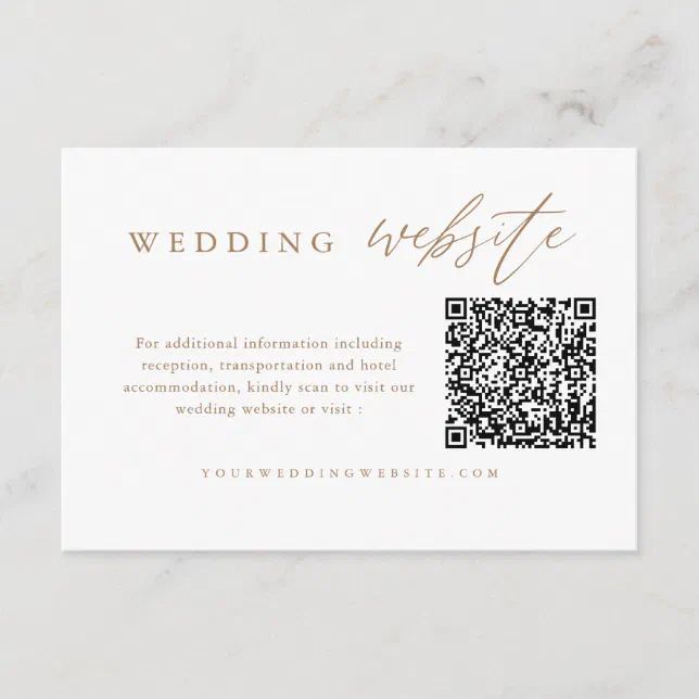 Gold Calligraphy Wedding QR Code Wedding Website Enclosure Card | Zazzle