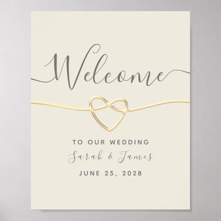 Gold Calligraphy Wedding Welcome Poster | Zazzle