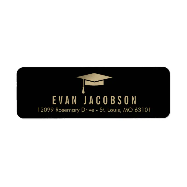 Gold Cap EDITABLE COLOR Graduation Address Label | Zazzle