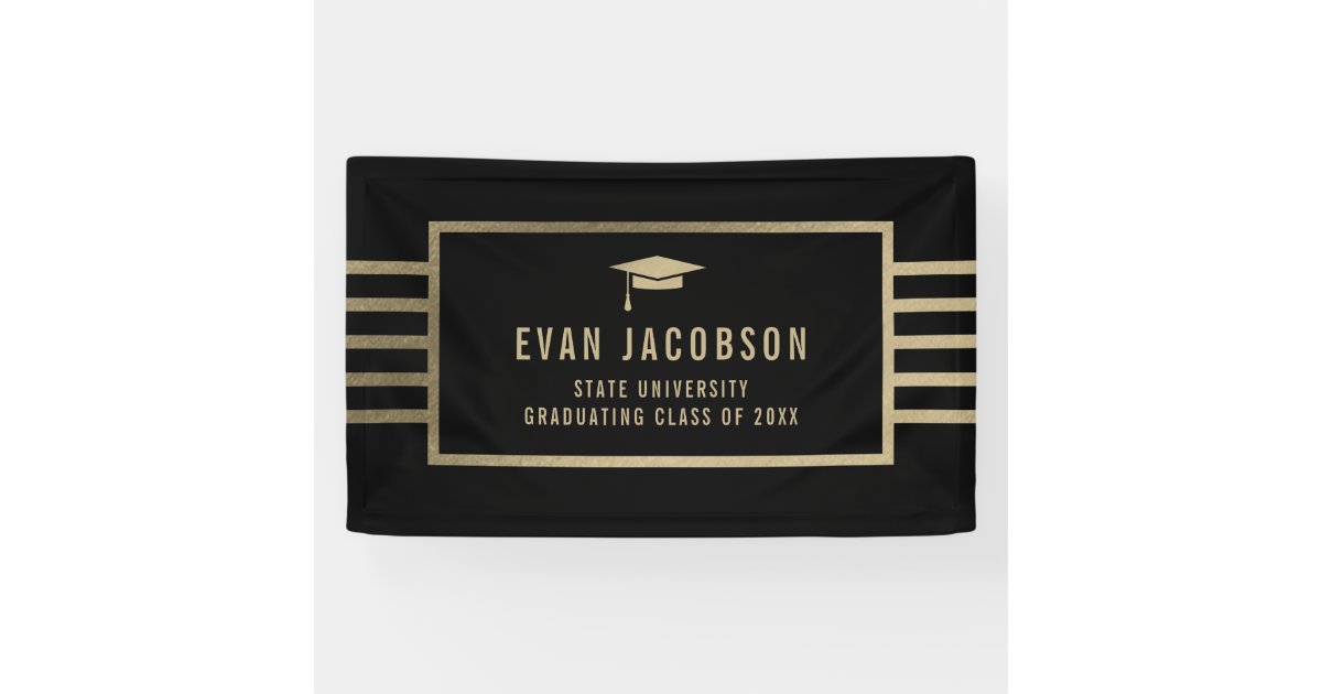 Gold Cap EDITABLE COLOR Graduation Banner | Zazzle