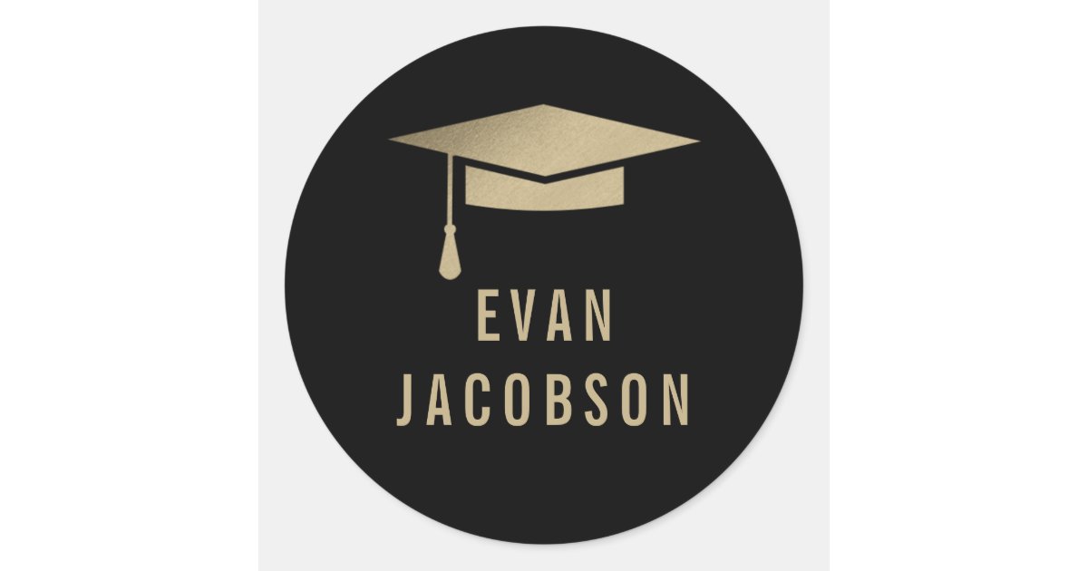 Gold Cap EDITABLE COLOR Graduation Favor Stickers | Zazzle