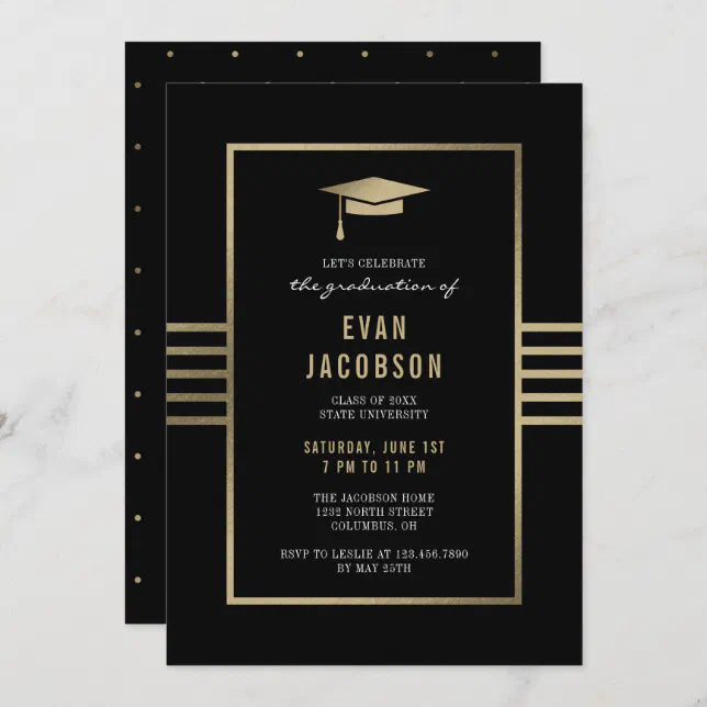 Gold Cap EDITABLE COLOR Graduation Invitation | Zazzle