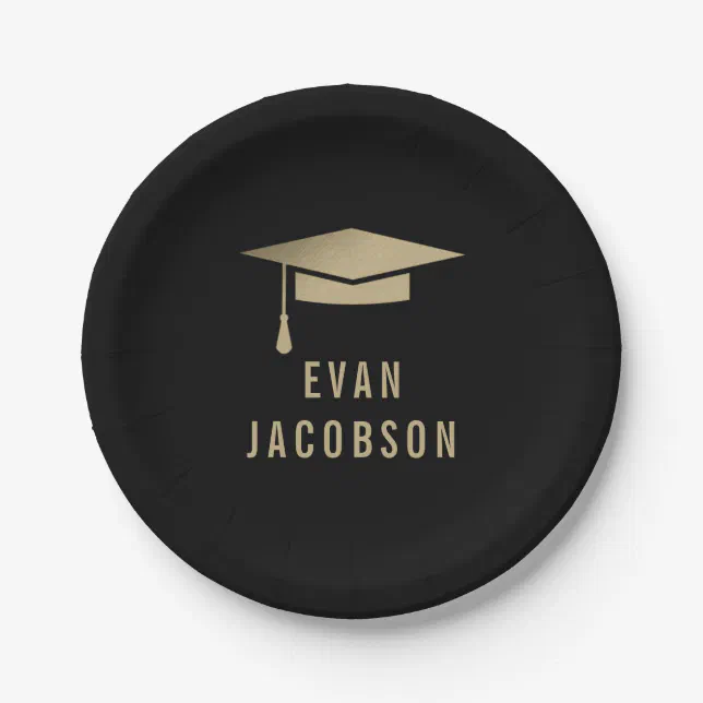 Gold Cap EDITABLE COLOR Graduation Plates | Zazzle