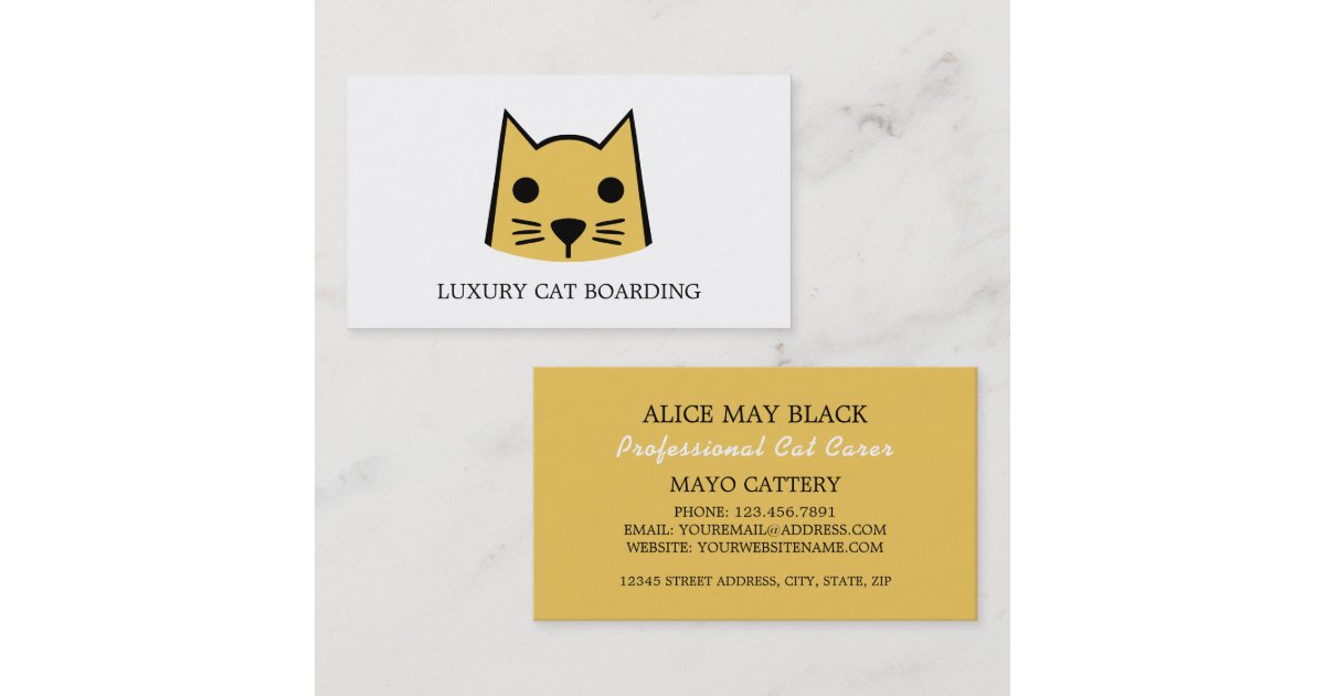 Gold Cat, Cat Boarding, Cattery Business Card | Zazzle