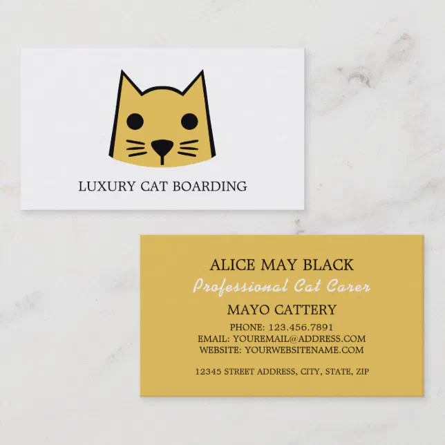 Gold Cat, Cat Boarding, Cattery Business Card | Zazzle