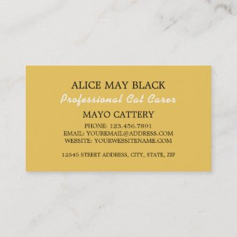 Gold Cat, Cat Boarding, Cattery Business Card | Zazzle