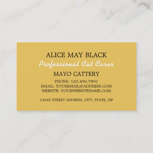Gold Cat, Cat Boarding, Cattery Business Card | Zazzle