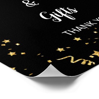 Gold Celebration on Black Cards & Gifts Sign | Zazzle