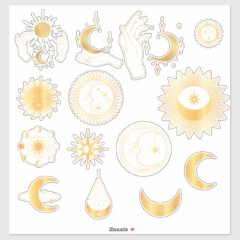 Gold Celestial Sticker Set | Zazzle