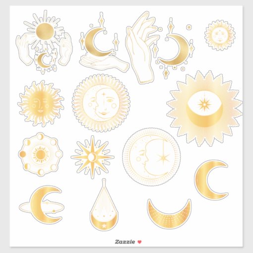 Gold Celestial Sticker Set | Zazzle