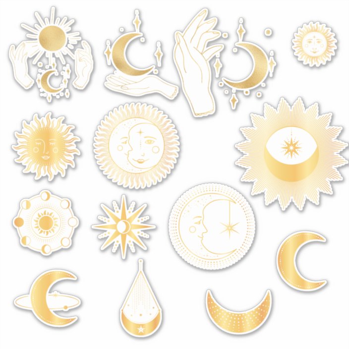 Gold Celestial Sticker Set | Zazzle.com