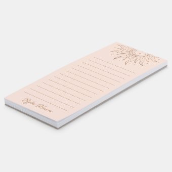 Gold Celestial Sun & Moon on Blush Magnetic Notepad | Zazzle