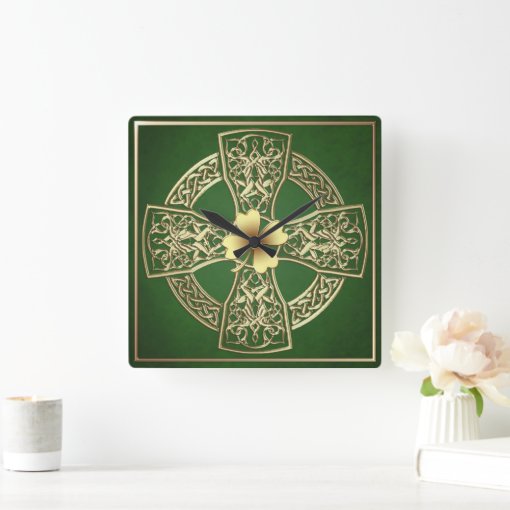 Gold Celtic Irish Square Clock | Zazzle