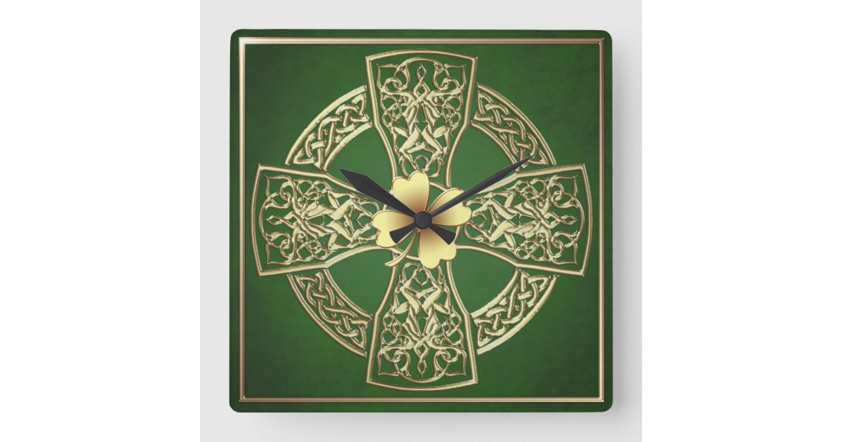 Gold Celtic Irish Square Clock | Zazzle