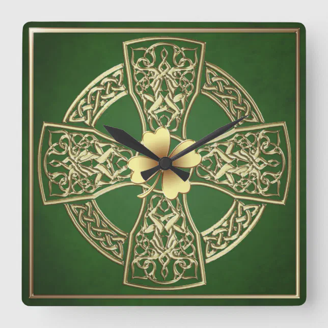 Gold Celtic Irish Square Clock | Zazzle