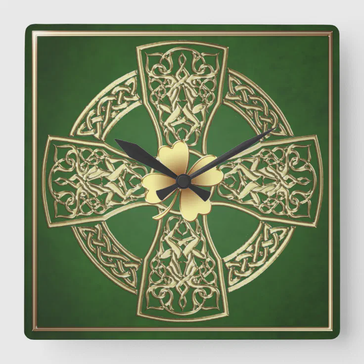 Gold Celtic Irish Square Clock | Zazzle