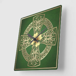 Gold Celtic Irish Square Clock | Zazzle