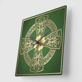 Gold Celtic Irish Square Clock | Zazzle