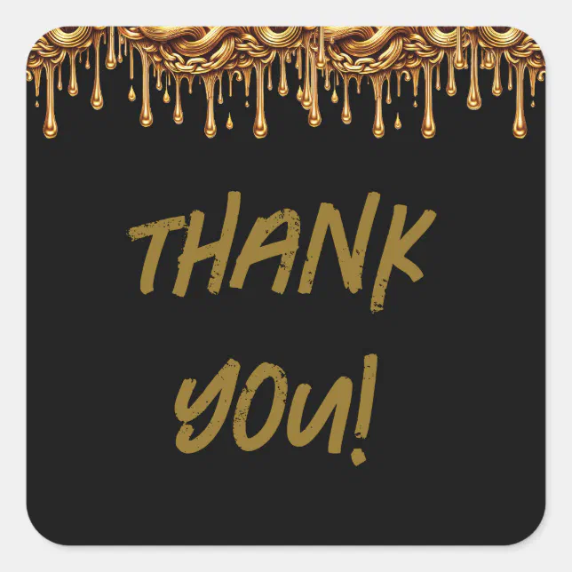 Gold Chain Drip Drippy Birthday Party Square Sticker | Zazzle