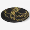 Gold Chains Black Hip Hop Dance Birthday Party Paper Plates | Zazzle