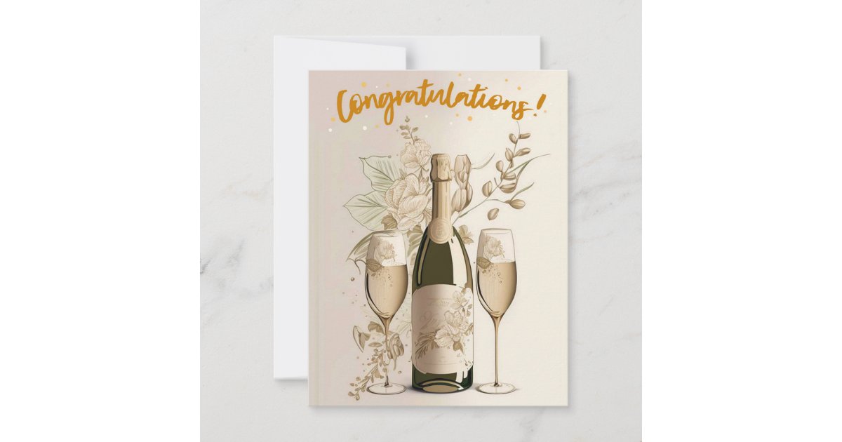 Gold Champagne Congratulations Card | Zazzle