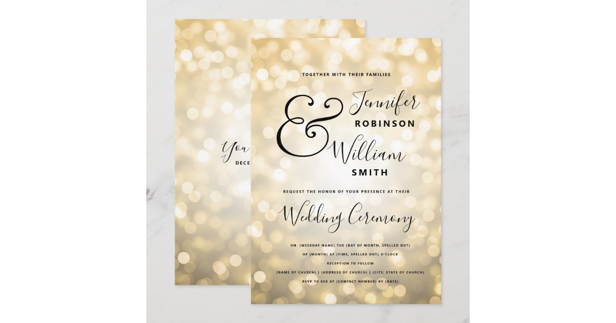 Gold Champagne Glam Elegant Wedding Invitation | Zazzle