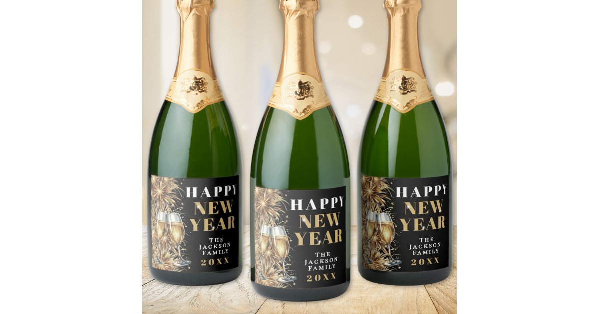 Gold Champagne New Year's Eve Party Sparkling Wine Label | Zazzle