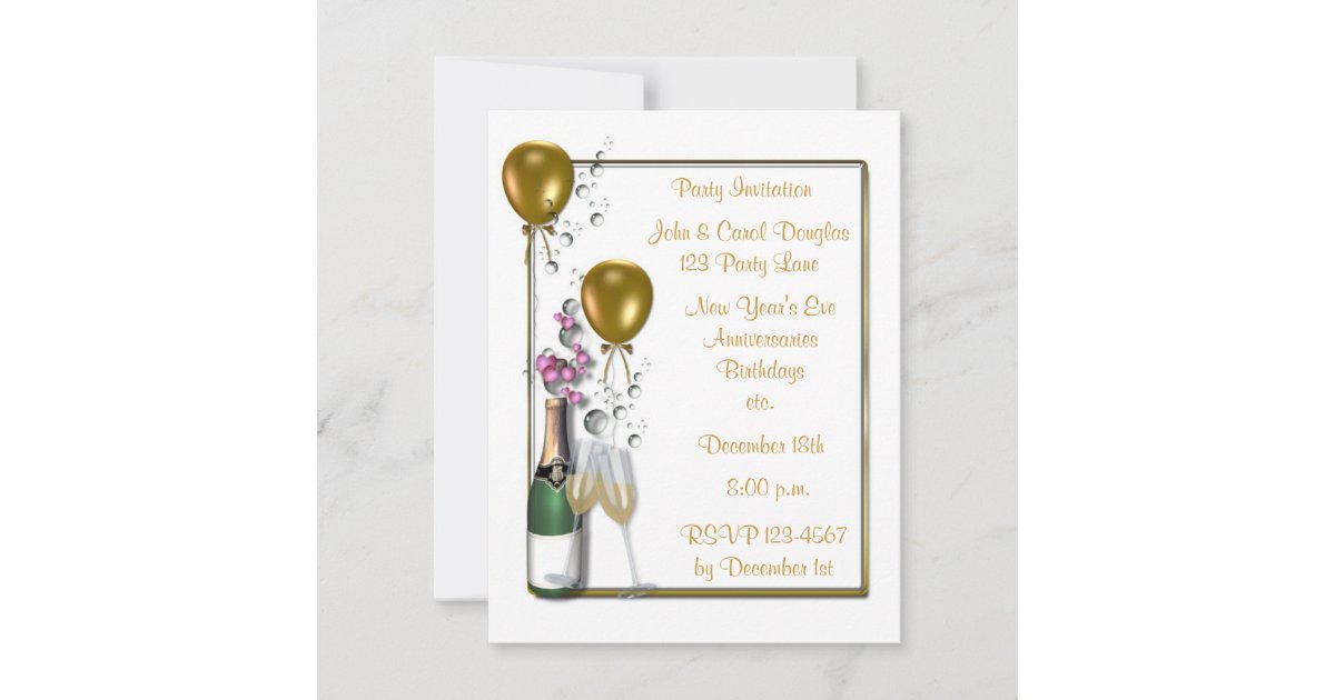 Gold Champagne Party Invitation | Zazzle