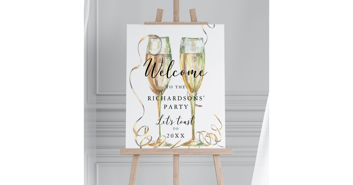 Gold Champagne Party Welcome Sign | Zazzle