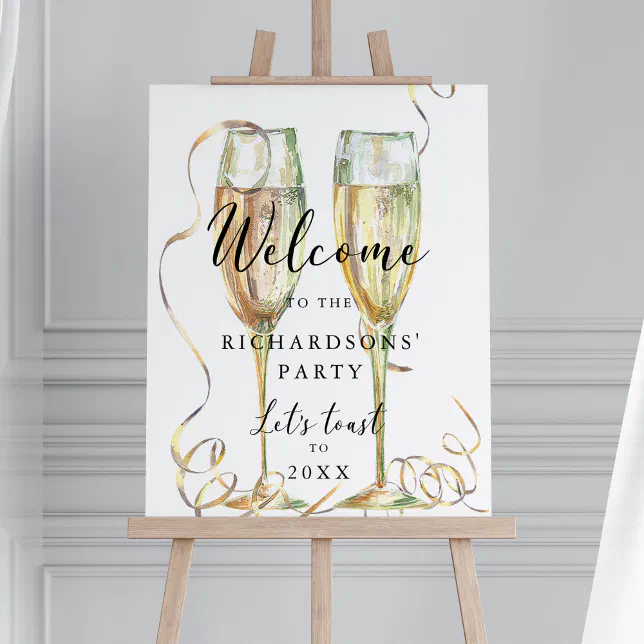 Gold Champagne Party Welcome Sign | Zazzle
