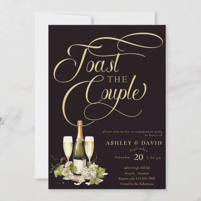 Gold Champagne | Toast | Engagement Party Invitation | Zazzle