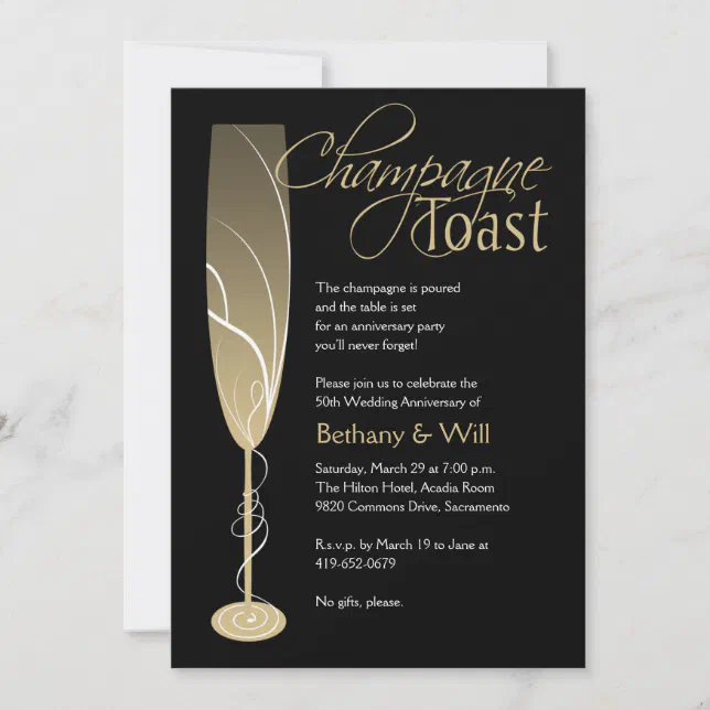 Gold Champagne Toast Invitation | Zazzle