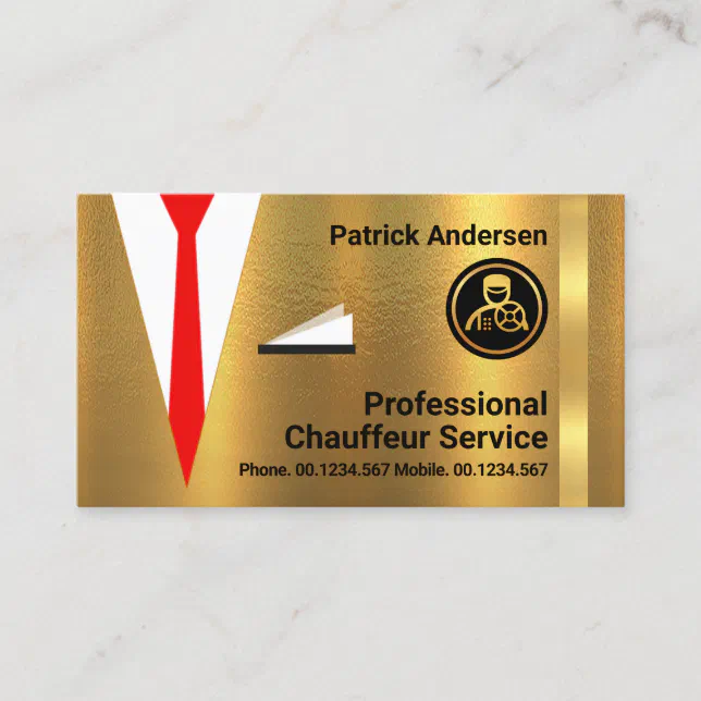 Gold Chauffeur Driver Suit Business Card | Zazzle