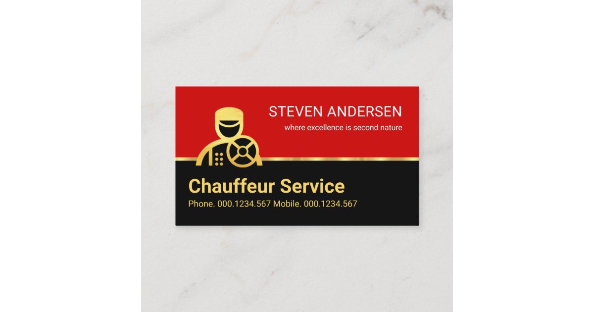Gold Chauffeur Driver Taxi Cab Business Card | Zazzle