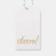 Gold cheers favor tags, foil font gift tags | Zazzle