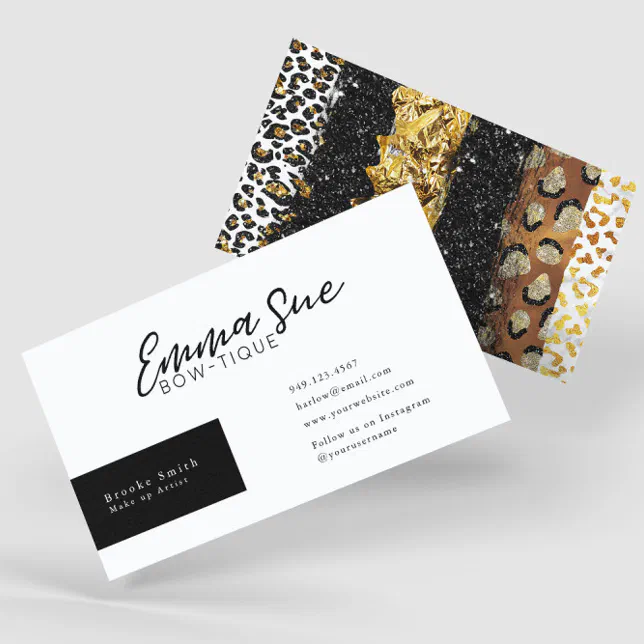 Gold Cheetah Leopard Print Elegant Add Your Logo Business Card | Zazzle