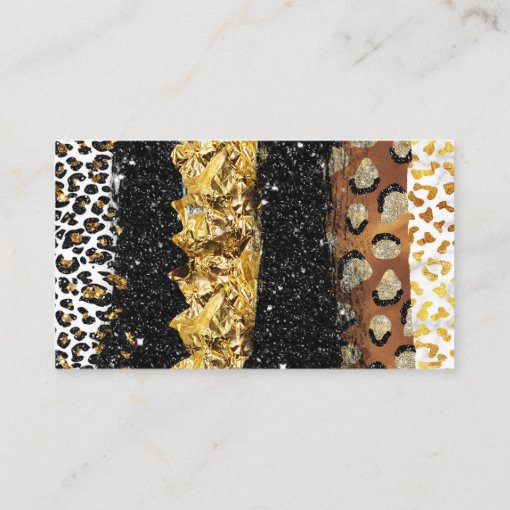 Gold Cheetah Leopard Print Elegant Add Your Logo Business Card | Zazzle