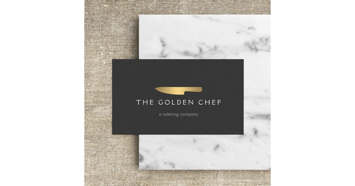 Gold Chef Knife Logo 2 for Catering, Restaurant Business Card | Zazzle