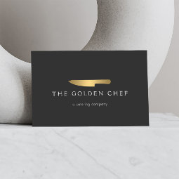 Gold Chef Knife Logo 2 for Catering, Restaurant Business Card | Zazzle