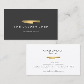 Gold Chef Knife Logo 2 for Catering, Restaurant Business Card | Zazzle